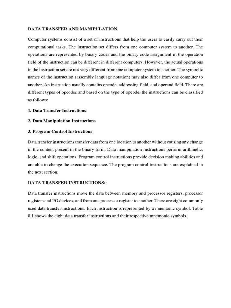 Data Transfer and Manipulation PDF | PDF | Central Processing Unit ...