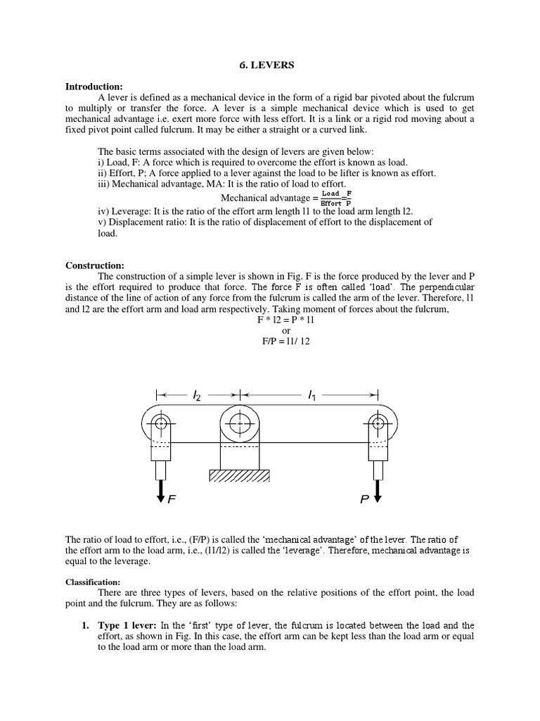 Levers: Load Effort F P | PDF | Lever | Kinematics