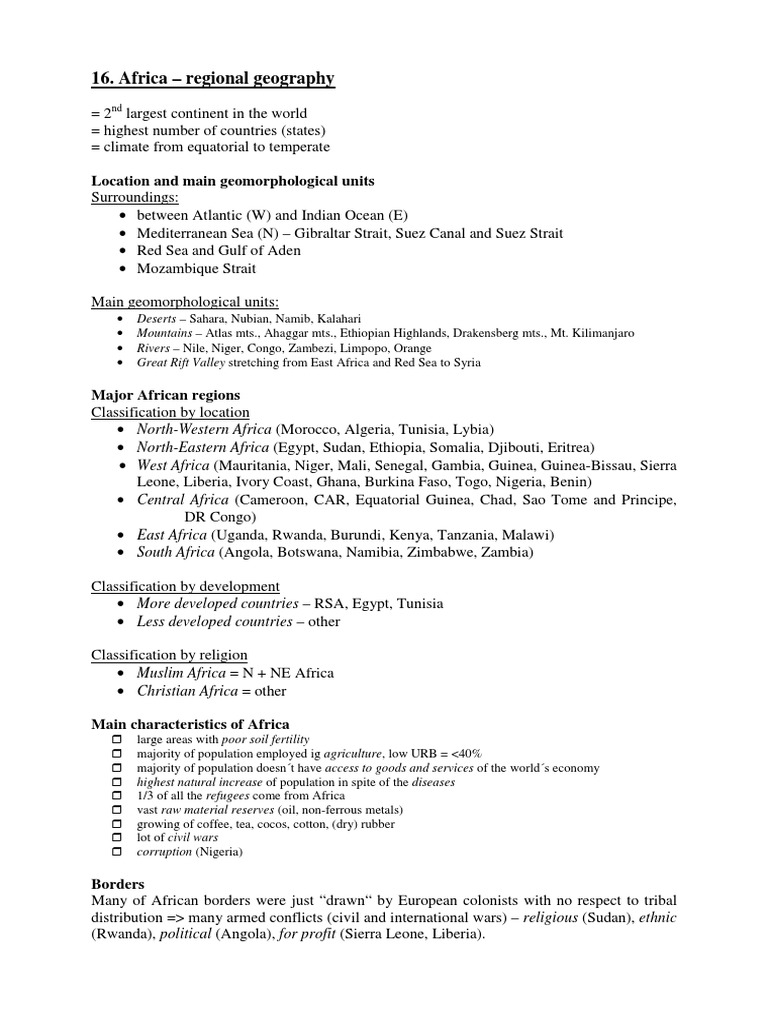 Africa Regional Geography | PDF | Travel