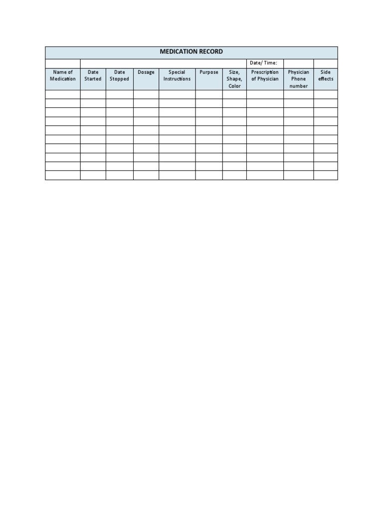 MEDICATION RECORD IV Sheet | PDF | Saline (Medicine) | Intravenous Therapy