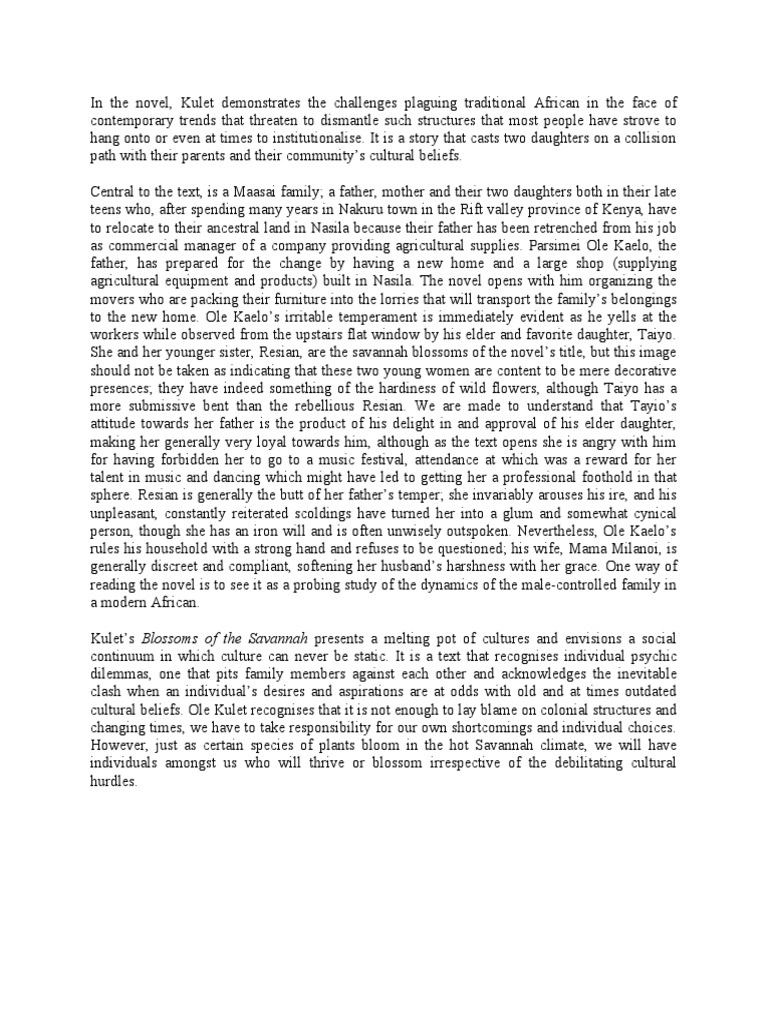 Blossoms of The Savannah - Analysis | PDF