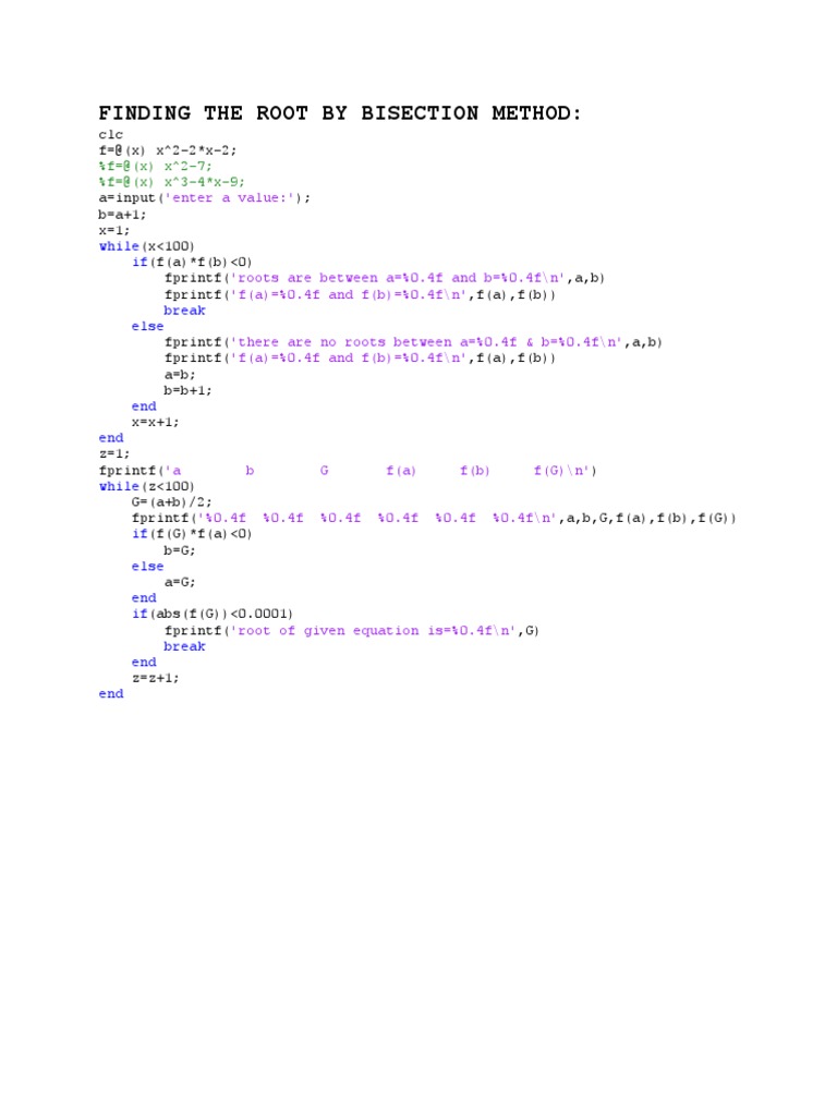 Root by Bisection Method | PDF