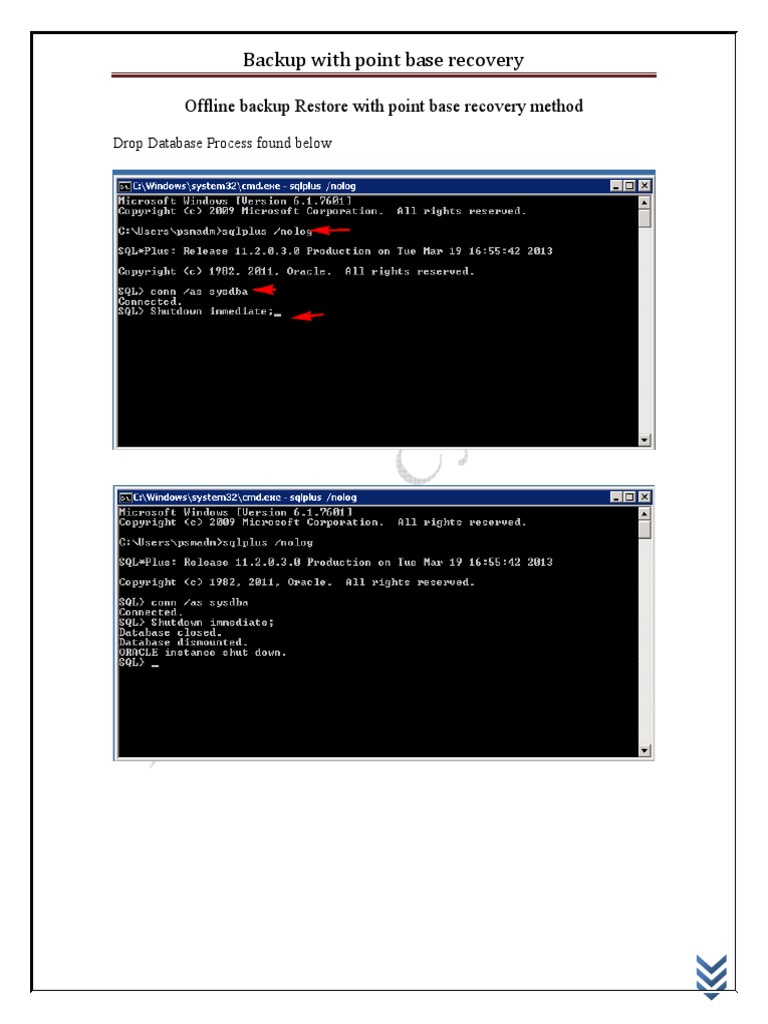 Offline Backup Restore With Point Base Recovery Method | PDF