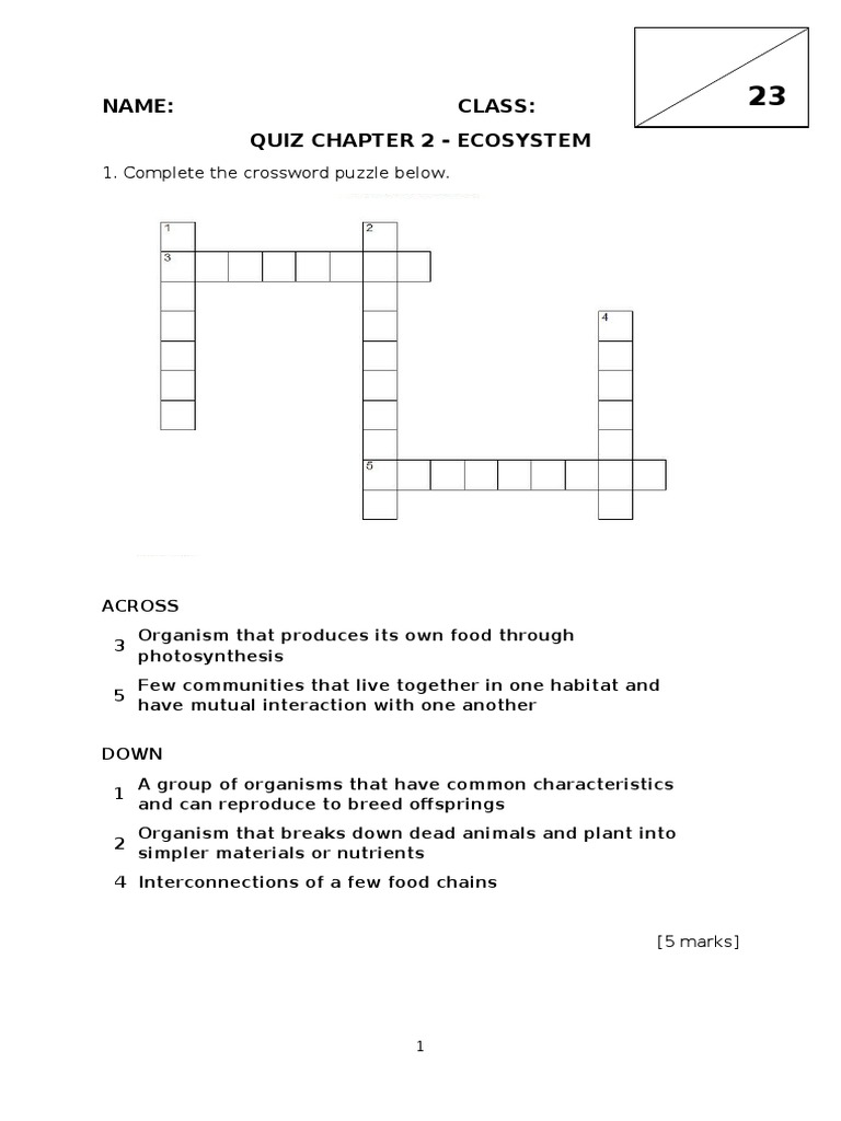 Ecosystem Quiz: Chapter 2 Activities | PDF | Ecosystem | Plants