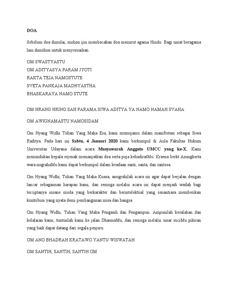 Doa Pembukaan Ibadah UMCC ke-X | PDF | Agama & Spiritualitas