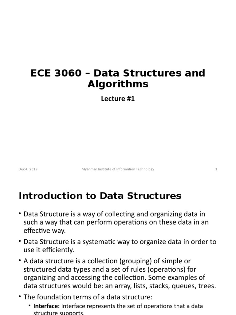 Introduction To Data Structures Pdf Time Complexity Algorithms