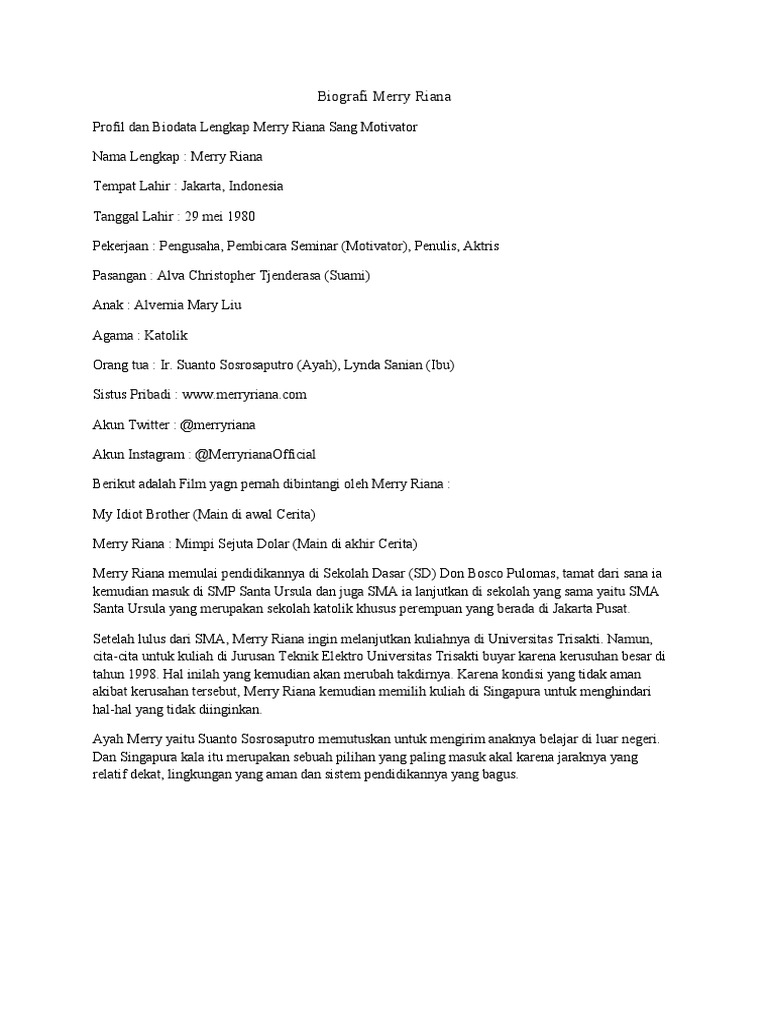 Biografi Merry Riana | PDF