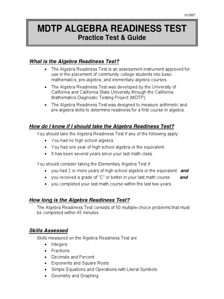 Preparing Students for Algebra: An Overview of the California ...