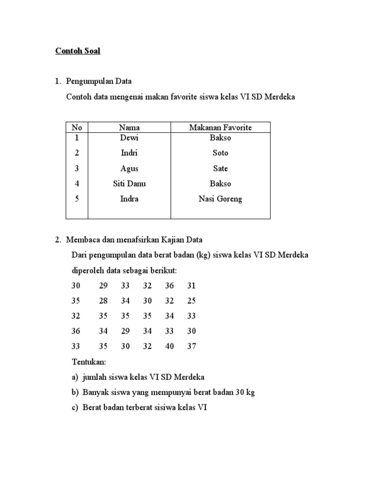 Contoh Soal Pengumpulan Data | PDF