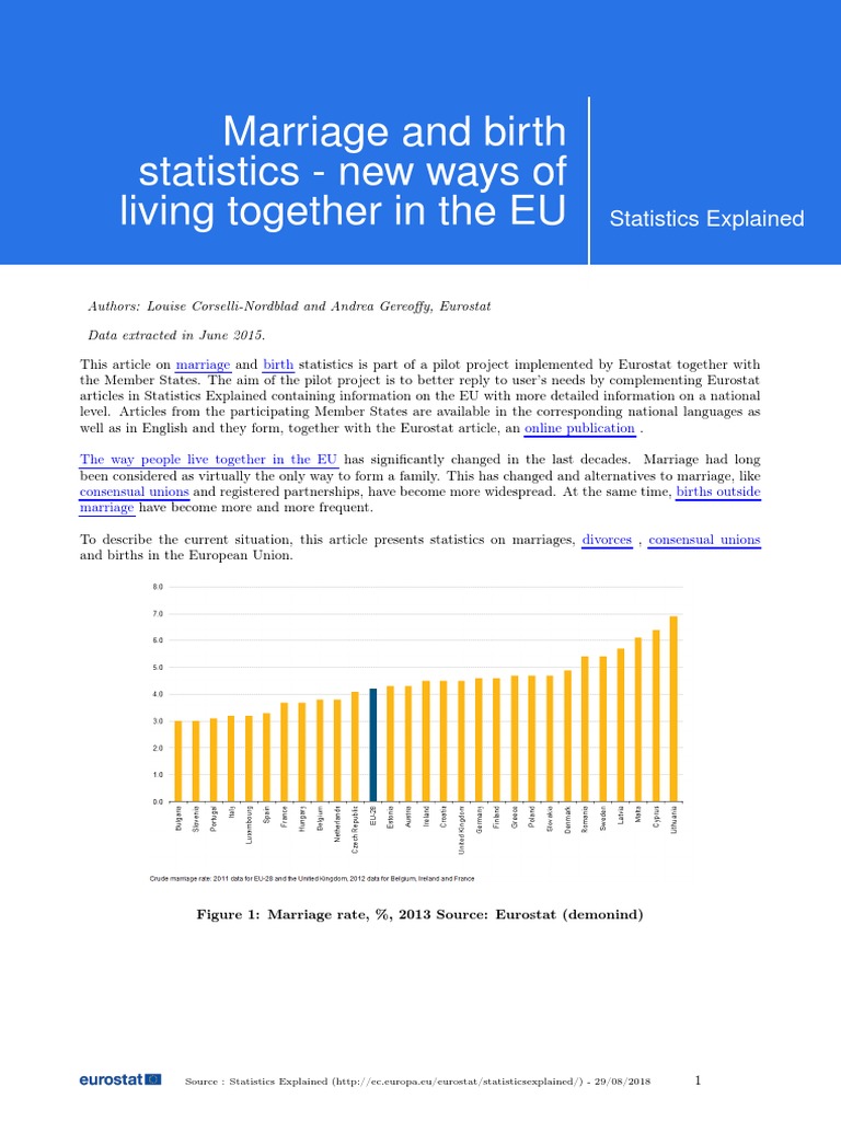 Marriage and Birth Statistics - New Ways of Living Together in The EU ...
