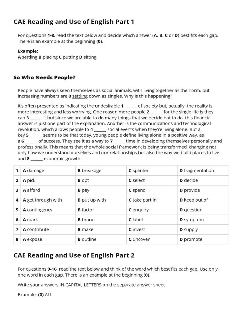 CAE Reading and Use of English Test 6 | PDF | Communication ...