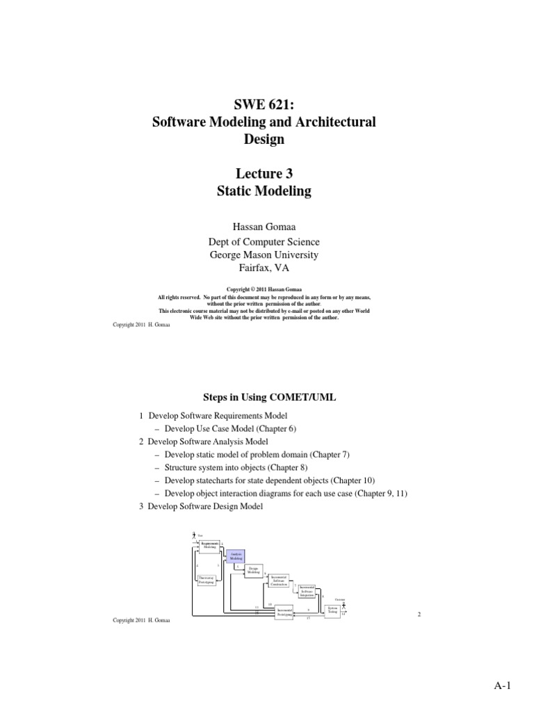 Swe 621 Software Modeling And Architectural Design Static Modeling Pdf Software Prototyping