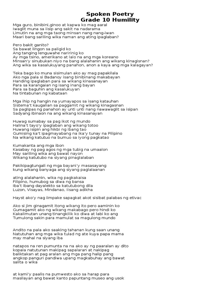 Spoken Poetry in Filipino | PDF