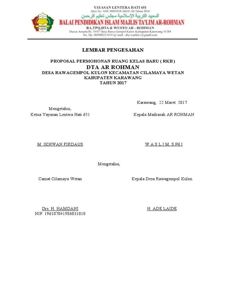 Lembar Pengesahan Proposal | PDF