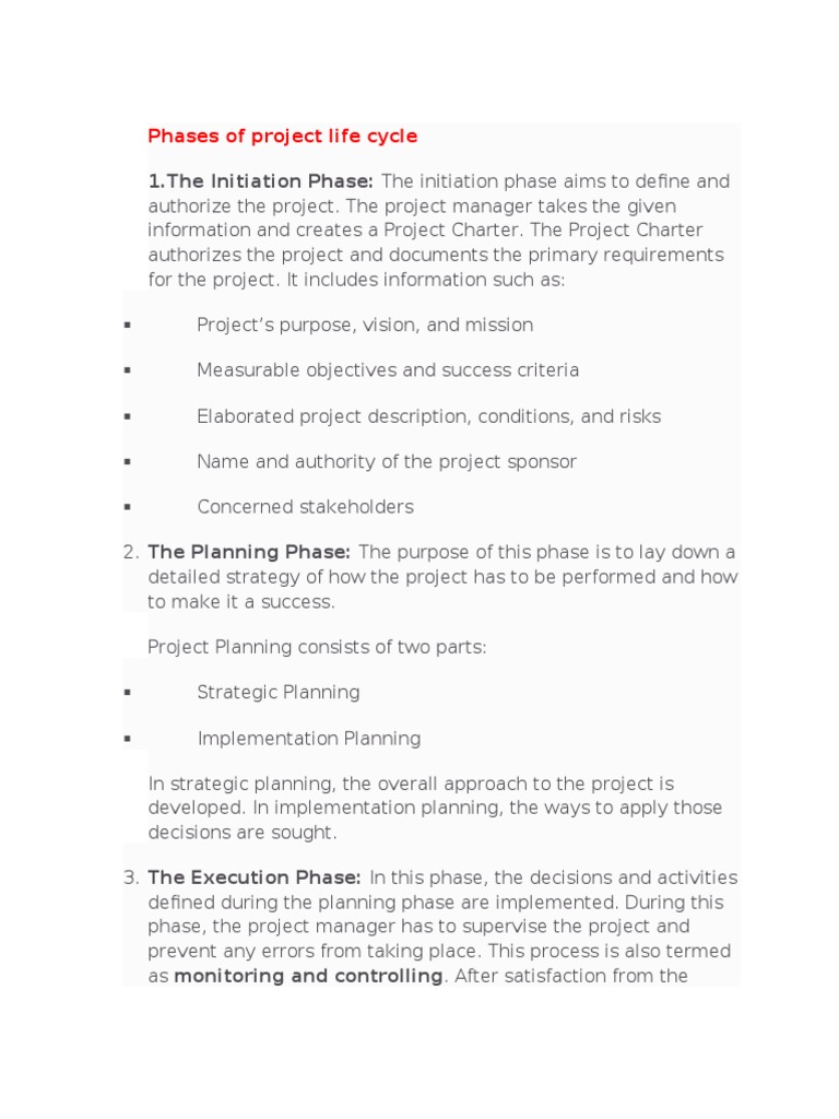 Phases of Project Life Cycle Explained | PDF | Product Lifecycle ...