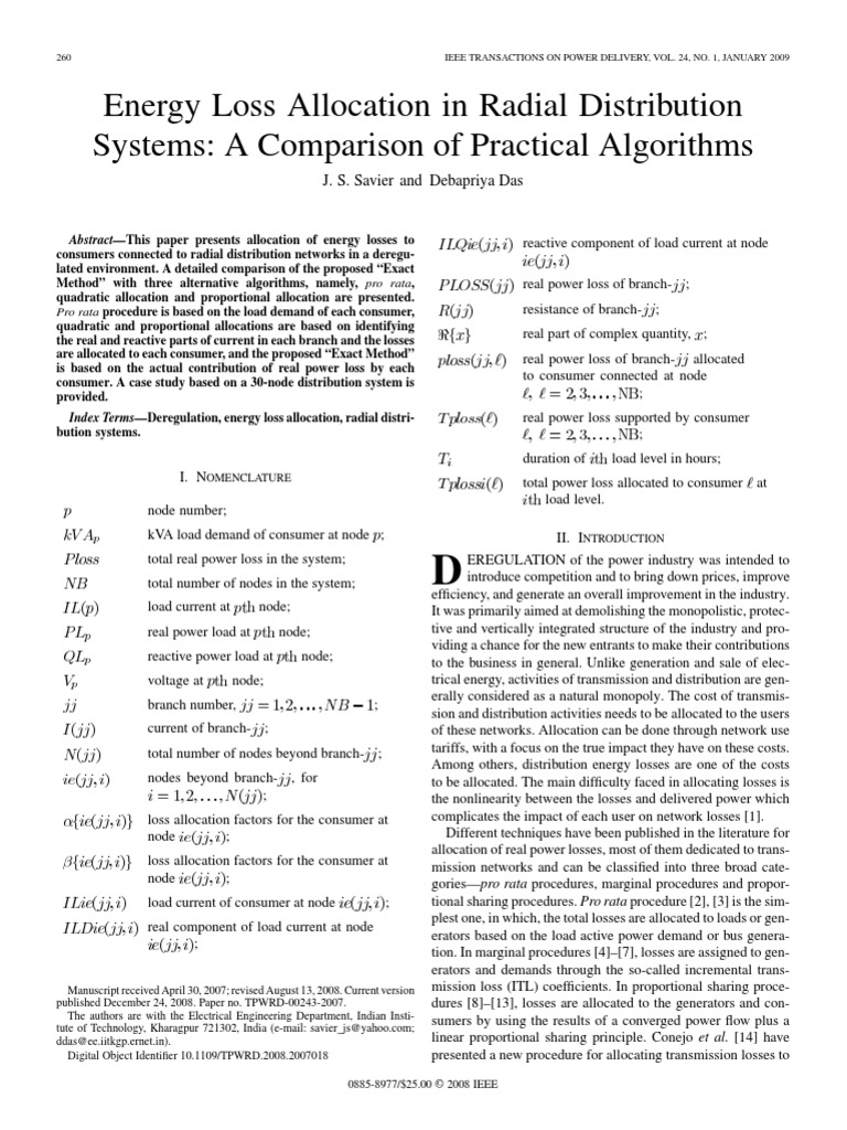 Energy Loss Allocation in Radial Distribution Systems A Comparison of ...