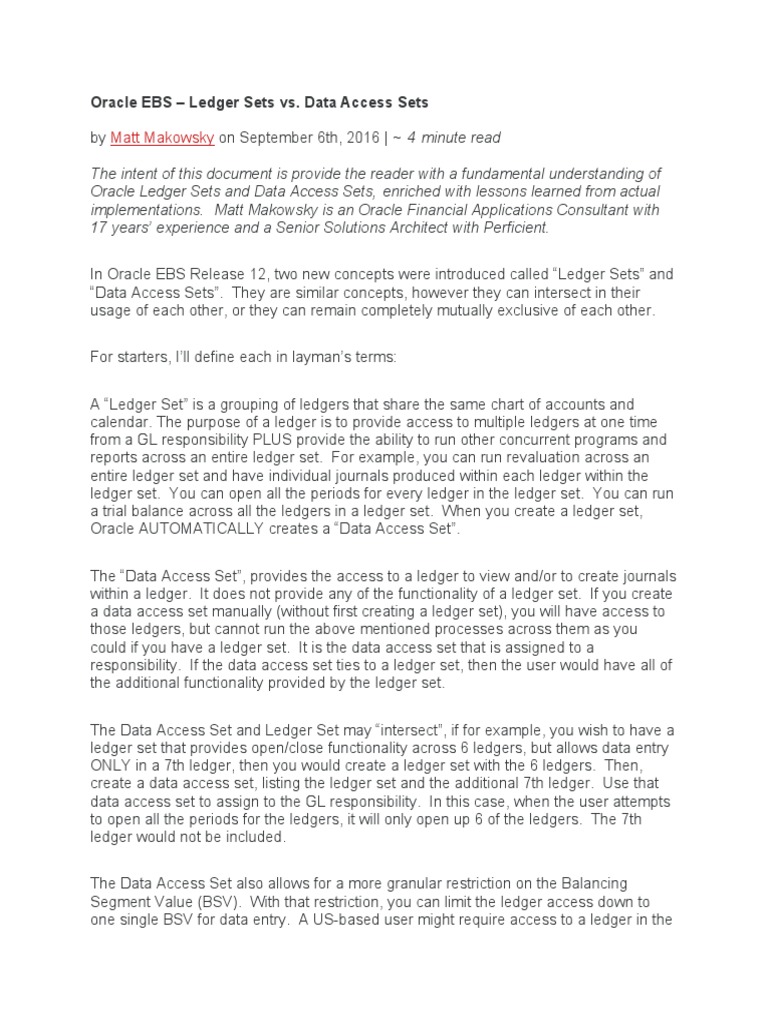 Oracle EBS - Ledger Sets vs. Data Access Sets | PDF | Information ...