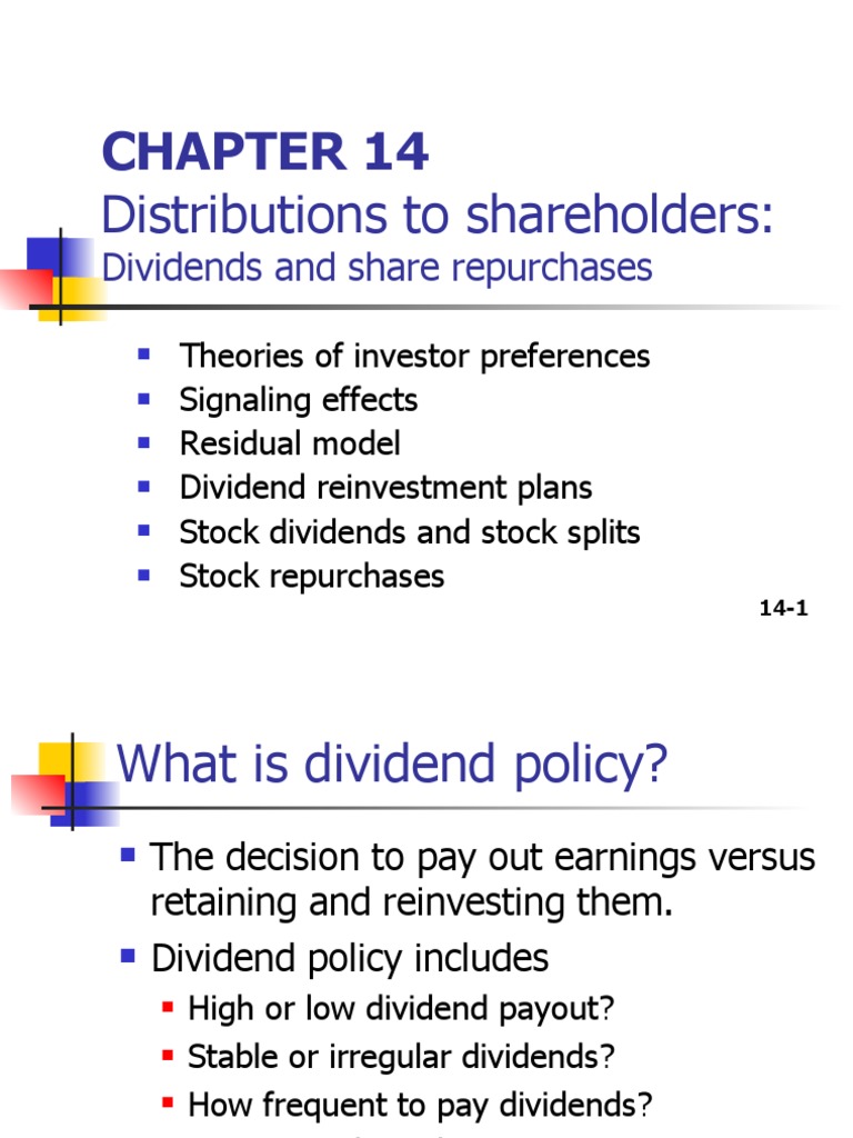 Dividend Policy Share Repurchase Pdf Dividend Stocks
