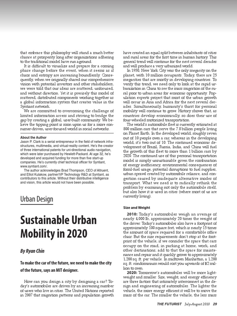 Sustainable Urban Mobility | PDF | Car | Hybrid Vehicle