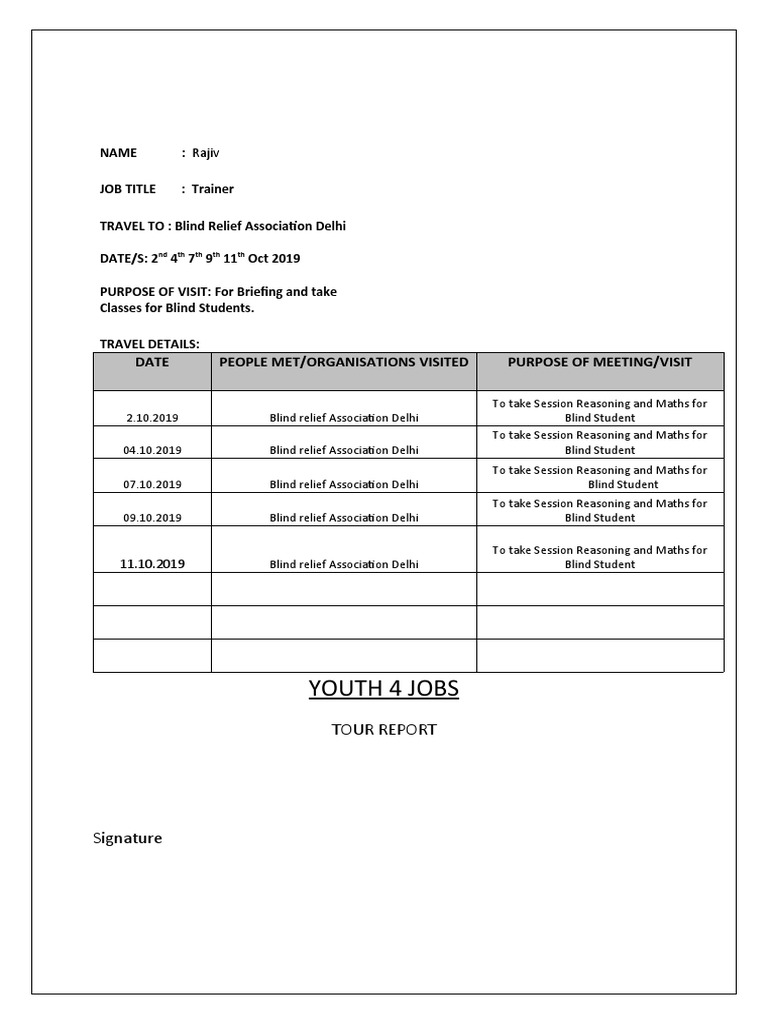 02.tour Report Format | PDF