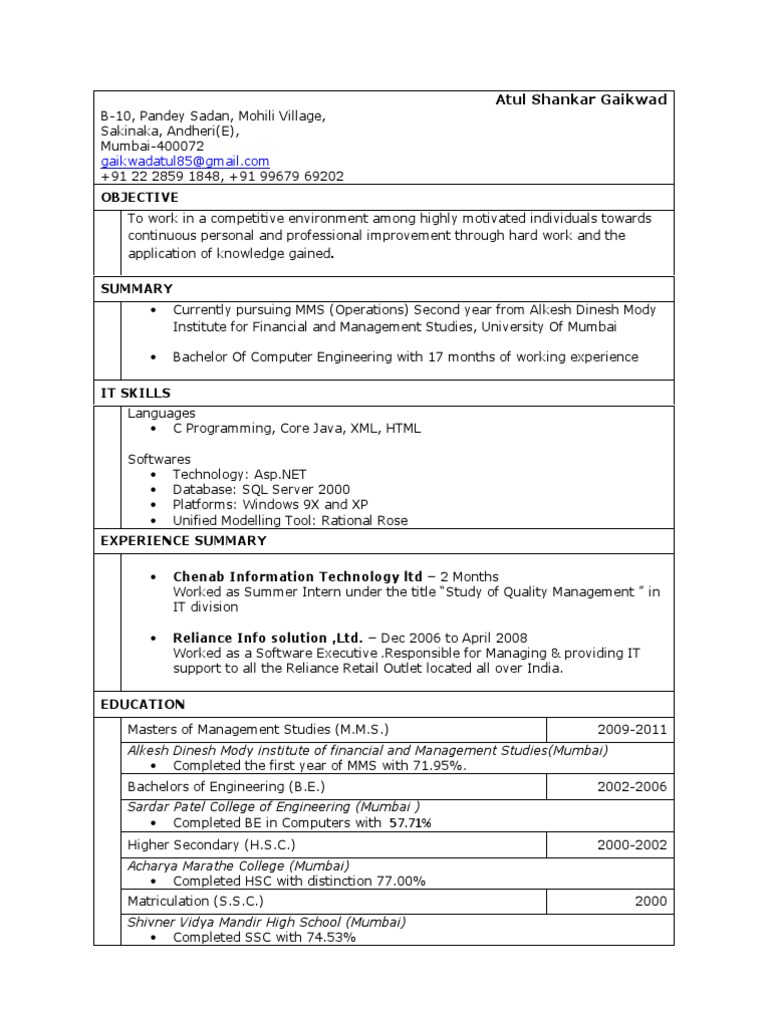 Atul CV | PDF | Quality Management | Microsoft Sql Server