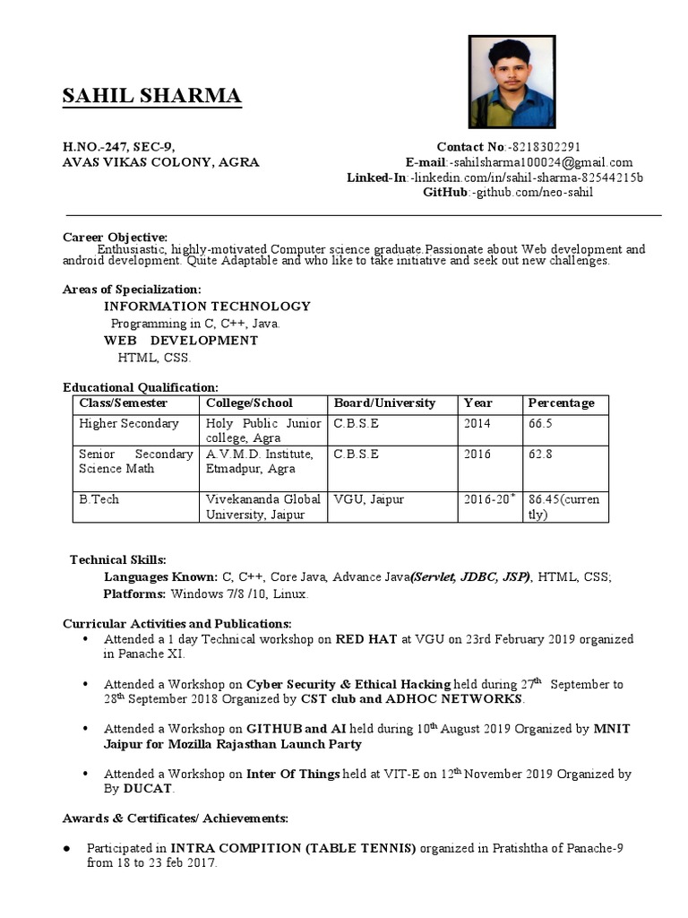 Sahil Resume | Download Free PDF | Java (Programming Language) | Software Sahil Resume | Download Free PDF | Java (Programming Language) | Software