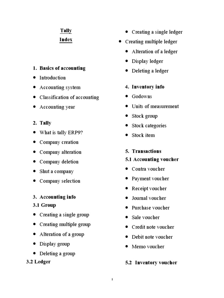 Tally Syllabus | PDF | Voucher | Value Added Tax
