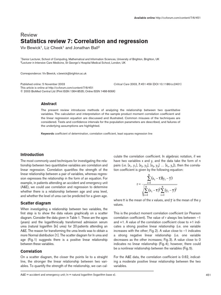 Statistics Review 7 Correlation and Regression | PDF | Errors And Residuals | Correlation And ...