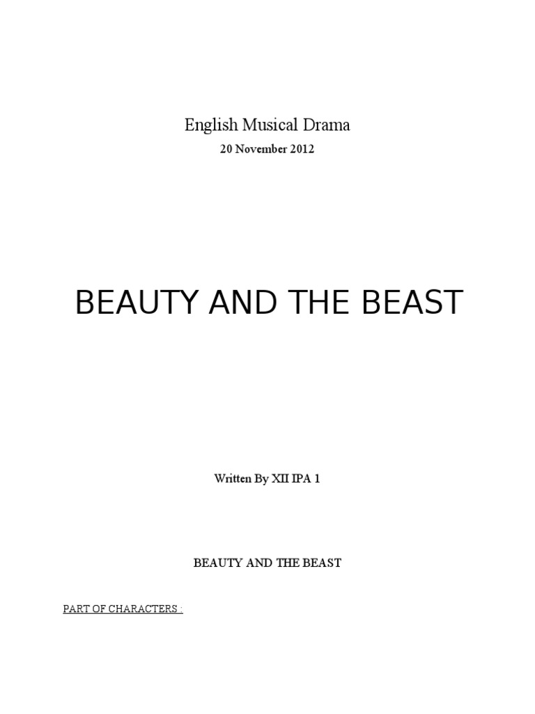 Beauty and the Beast Drama Script | PDF | Mystery, Thriller & Crime Fiction