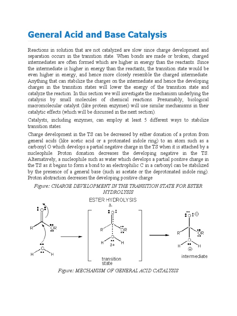 General Acid-Base Catalysis Mechanisms | PDF