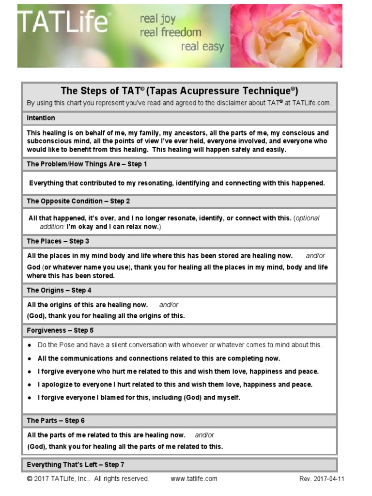 The Steps of TAT (Tapas Acupressure Technique) : Addition | PDF ...