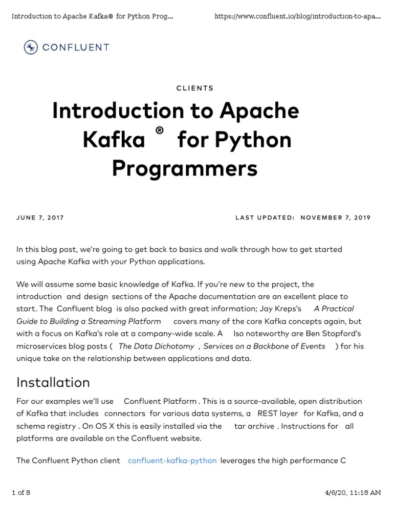 Introduction To Apache Ka Ka For Python Programmers: Installation | PDF | Method (Computer ...