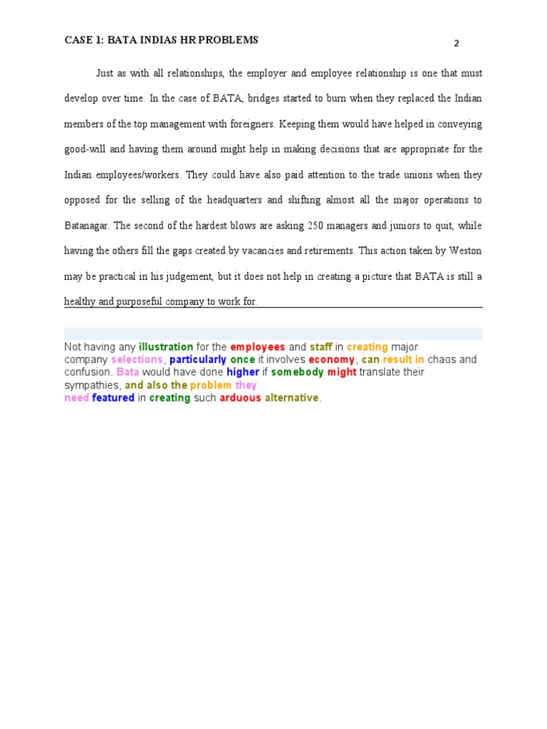 Case 1: Bata Indias HR Problems: Staff Can and Also The Alternative | PDF