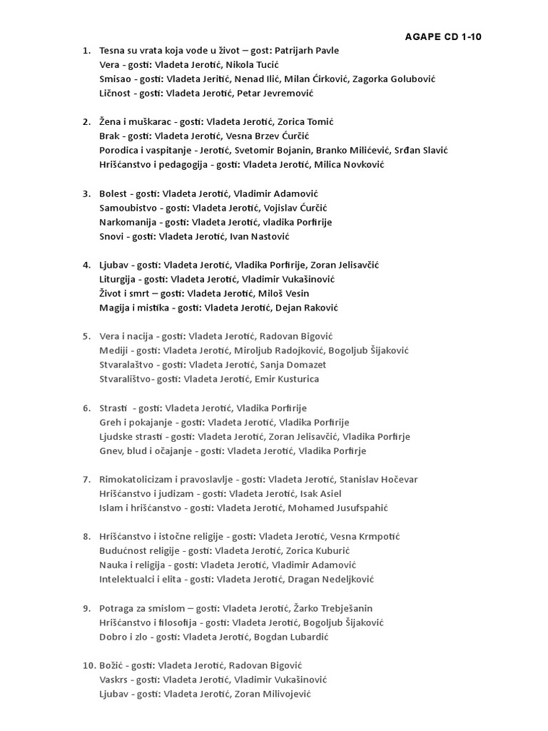 Agape CD 1-10 | PDF