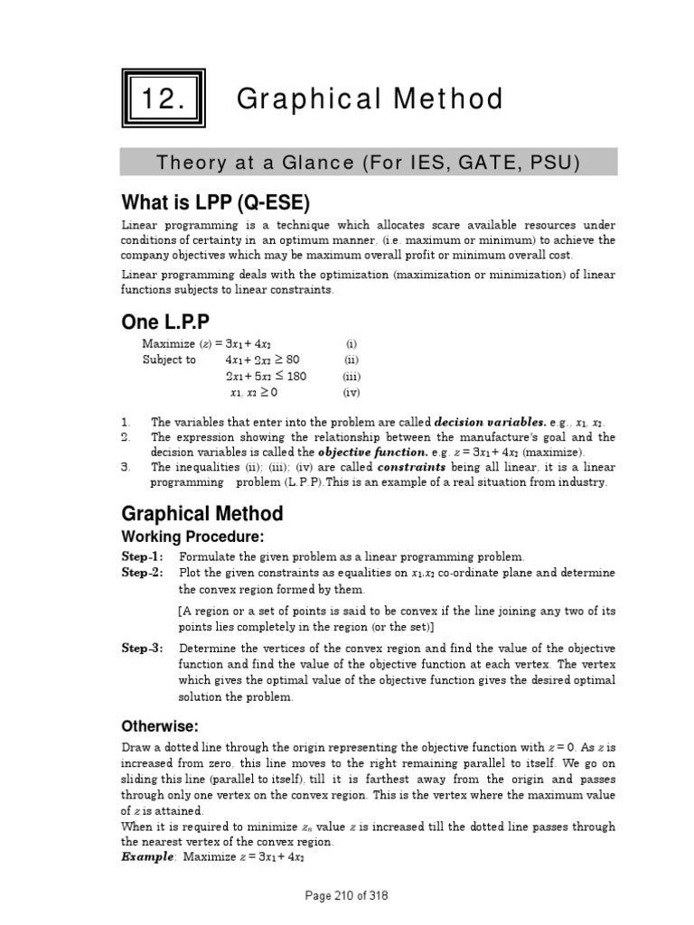 Graphical Method PDF | Download Free PDF | Linear Programming | Mathematical Optimization