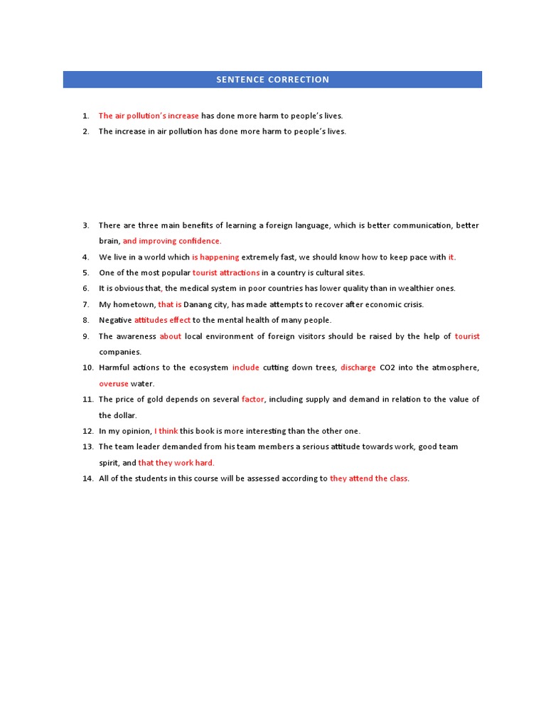 Lesson 5 Sentence Correction | PDF