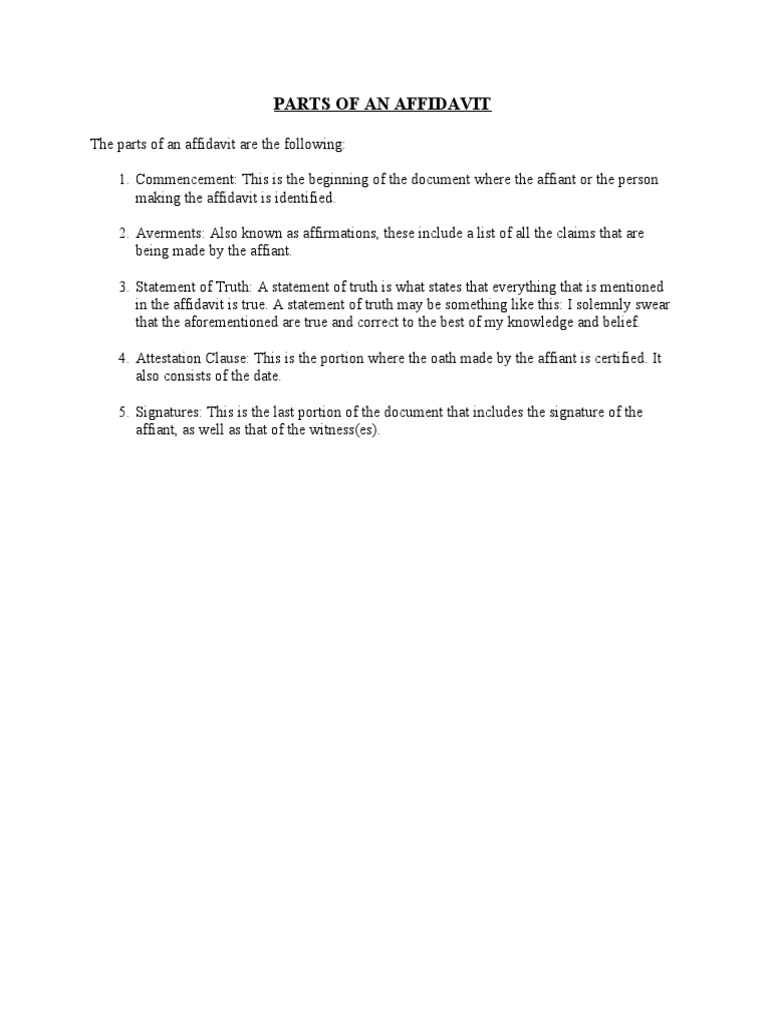 Parts of An Affidavit