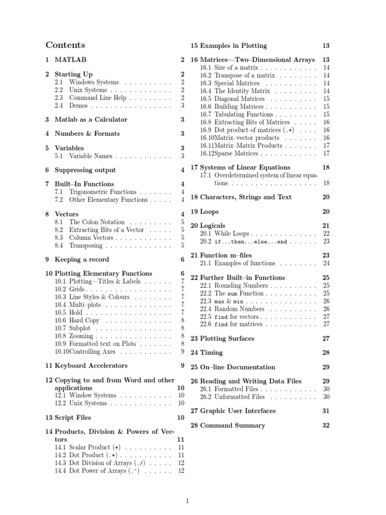 Matlab Notes | PDF | Matlab | Matrix (Mathematics)