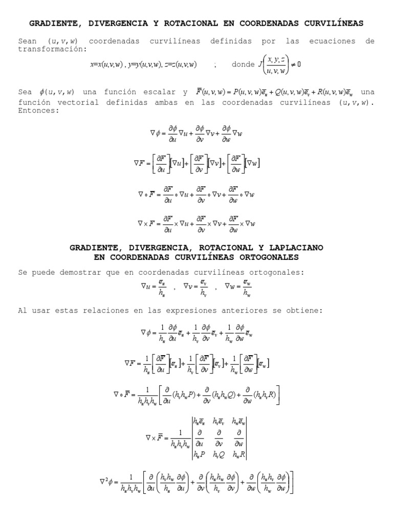 Grad Div Rot Lap | PDF | Álgebra lineal | Teoría del operador