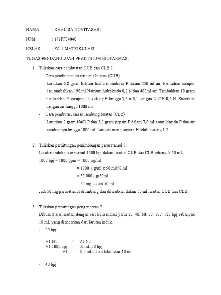 Khalisa Novitasari 191FF04040 Fa 1 Matrikulasi | PDF