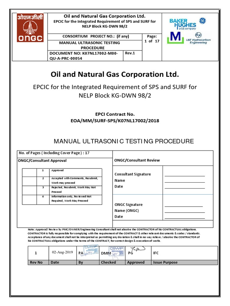 Procedure For Manual Ultrasonic Testing | PDF | Nondestructive Testing ...