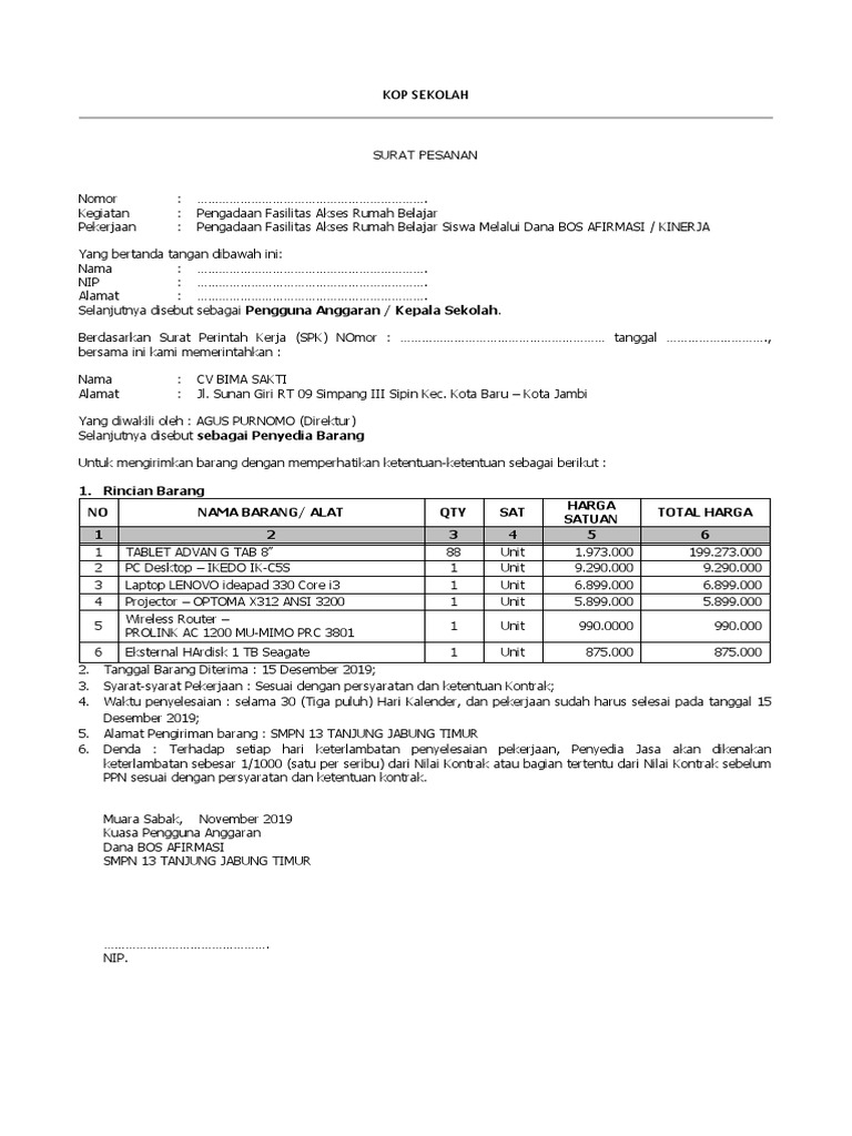 4.2 Contoh SPK Dan SP | PDF