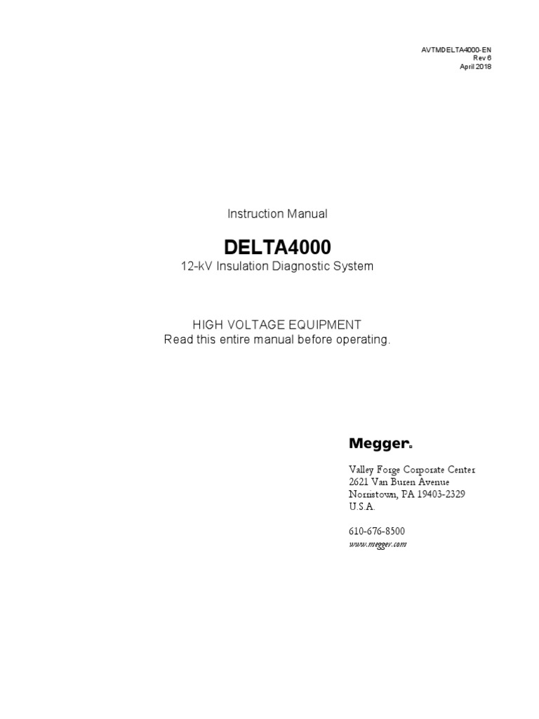DELTA4000: Instruction Manual | PDF | High Voltage | Electrical Connector