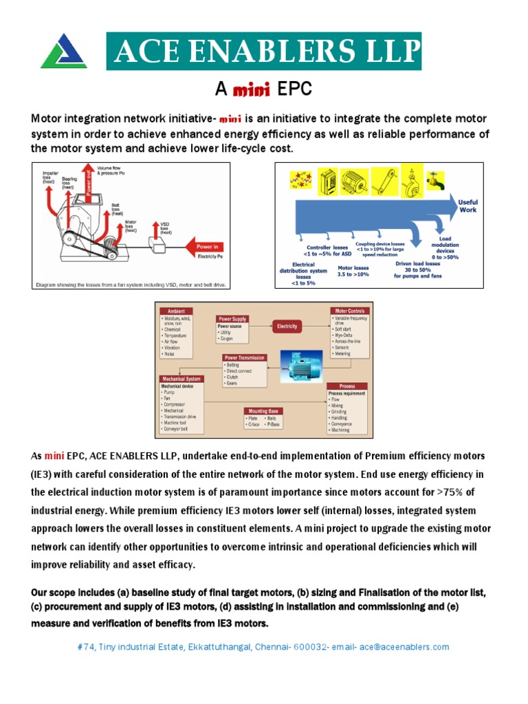 ACE ENABLERS LLP - Mini EPC - Flyer | PDF | Engines | Electric Motor