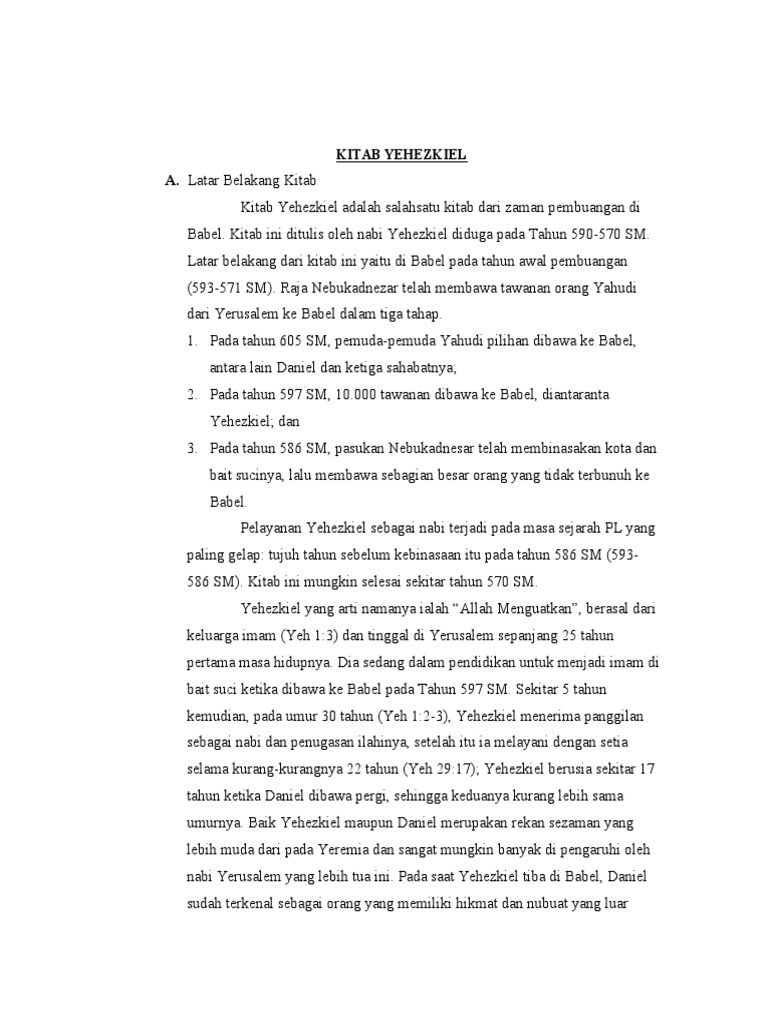 Latar Belakang dan Isi Kitab Yehezkiel | PDF | Agama & Spiritualitas