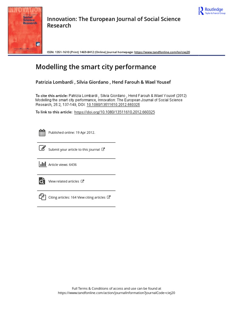 Modelling The Smart City Performance | PDF | Innovation | Governance