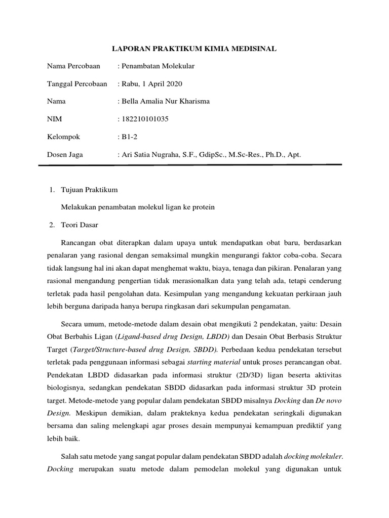 Jurnal Laporan Praktikum Kimia Medisinal | PDF Jurnal Laporan Praktikum Kimia Medisinal | PDF