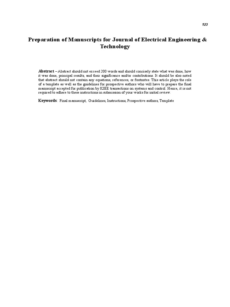 Preparation of Manuscripts For Journal of Electrical Engineering ...