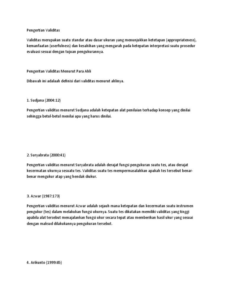 Pengertian Validitas | PDF
