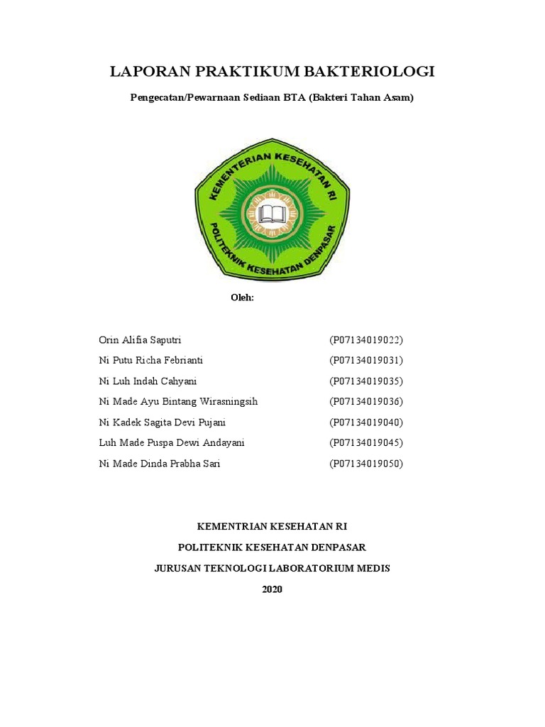 Laporan Praktikum Bakteriologi: Pengecatan/Pewarnaan Sediaan BTA ...